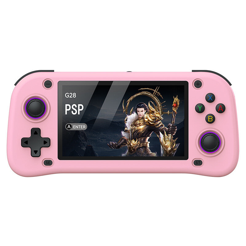 Портативный игровой плеер G28 с двойной системой PSP, 64 ГБ памяти, розовый цвет — ретро-игровая приставка