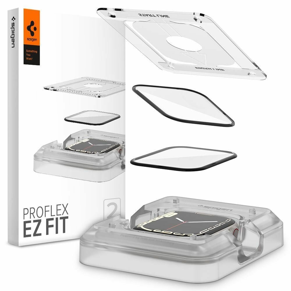 Защитная пленка Spigen на Apple Watch (45 mm) (AFL04051) ProFlex EZ Fit / Спиген Пленка для Эпл Вотч Олеофобное, Прозрачный, 2 шт