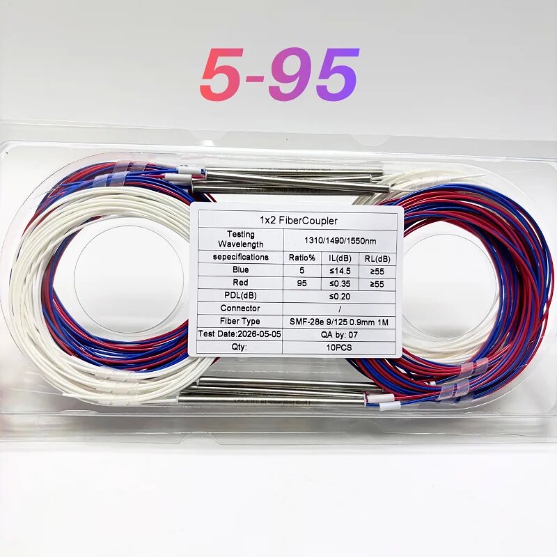 CAILI Сплиттер оптоволоконный 1x2, 10 шт, Цвет 5-95