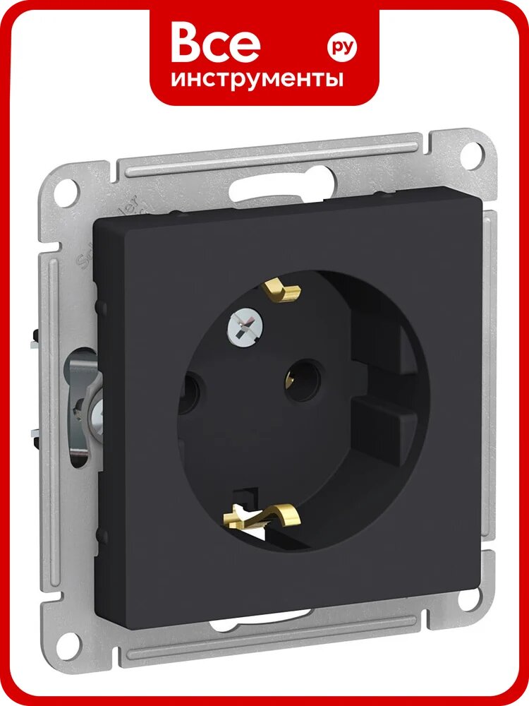 Розетка, Systeme, Systeme Electric ATLASDESIGN, с заземлением, 16А, механизм, карбон, ATN001043, (ранее,