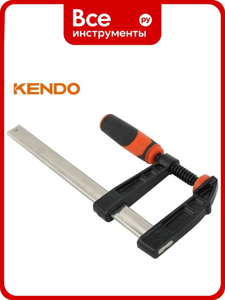 Струбцина F-образная KENDO 50x150 мм 40406 с шестигранным хвостовиком стальная, винтовой, для дерева, металла и пластика