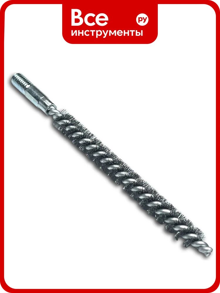 Щетка ерш Lessmann 8х80х115 мм, М6 500308, стальная волнистая проволока, прочный ерш для чистки труб, конструкция