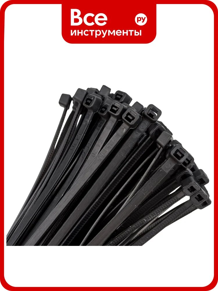 Хомуты EKF plc-cb-3.6x200, нейлон, 100 шт, стойкость к УФ-излучению, черный
