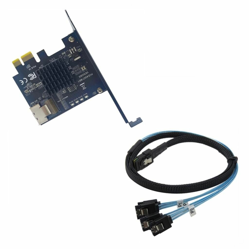 PCIE к Mini SFF-8087 карта расширения поддерживает 4 порта 6Gbps HDD SSD SFF8087 X1 адаптер контроллер, Плата и кабель