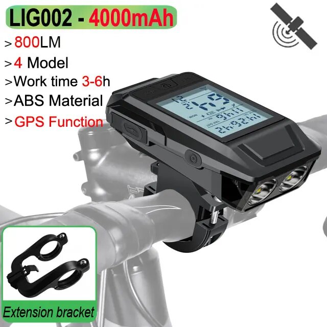 GPS Велофара LIG002 800LM 4000mAh, Цвет: LIG002-HOL