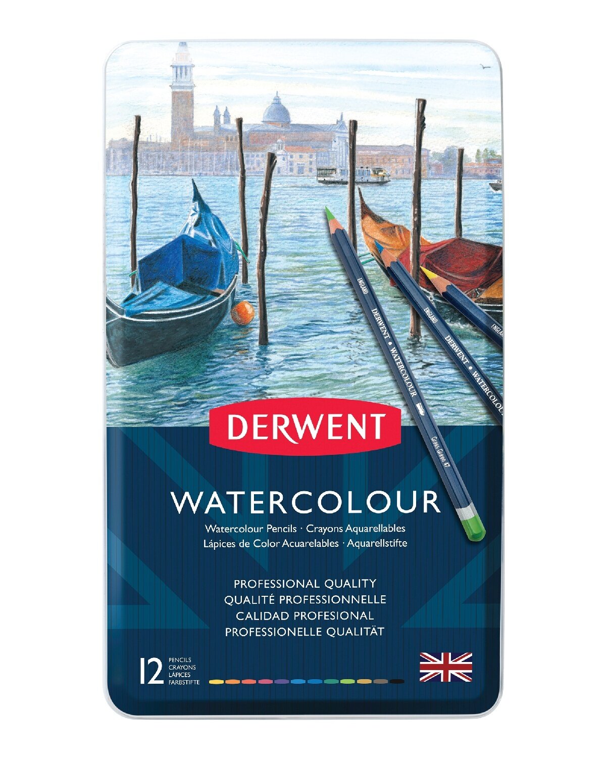Набор акварельных карандашей Derwent Watercolour 12 цветов в металлической упаковке