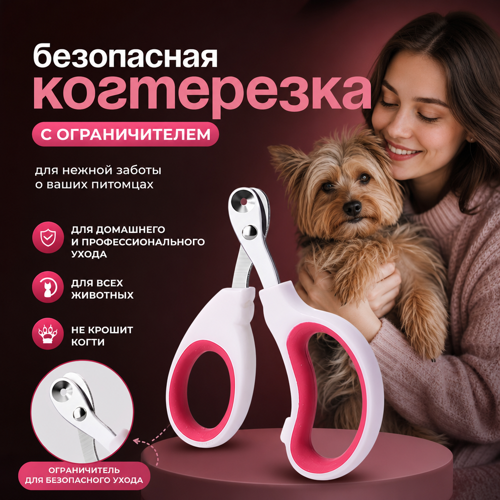 Когтерез для кошек и собак, безопасный, ограничитель безопасности, для мелких питомцев