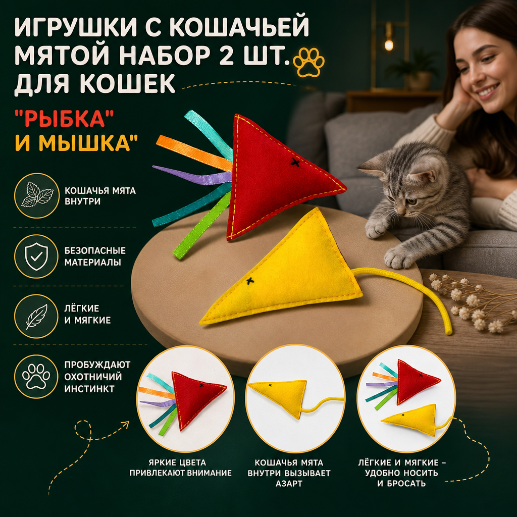 Интерактивная игрушка для кошек, кошачья мята