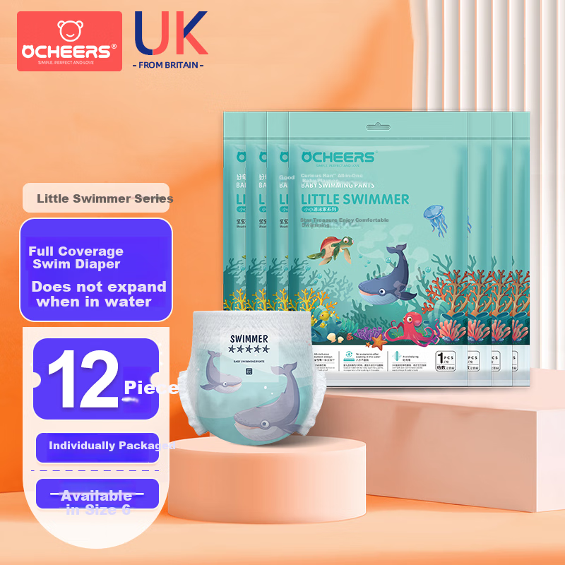 Ocheers UK 12 шт. детские водонепроницаемые плавательные подгузники размер L 6-11кг Характеристики：Полная защита