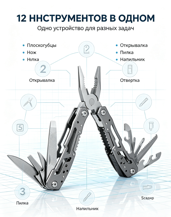 Портативный мультитул EDC, складной нож с плоскогубцами для туризма