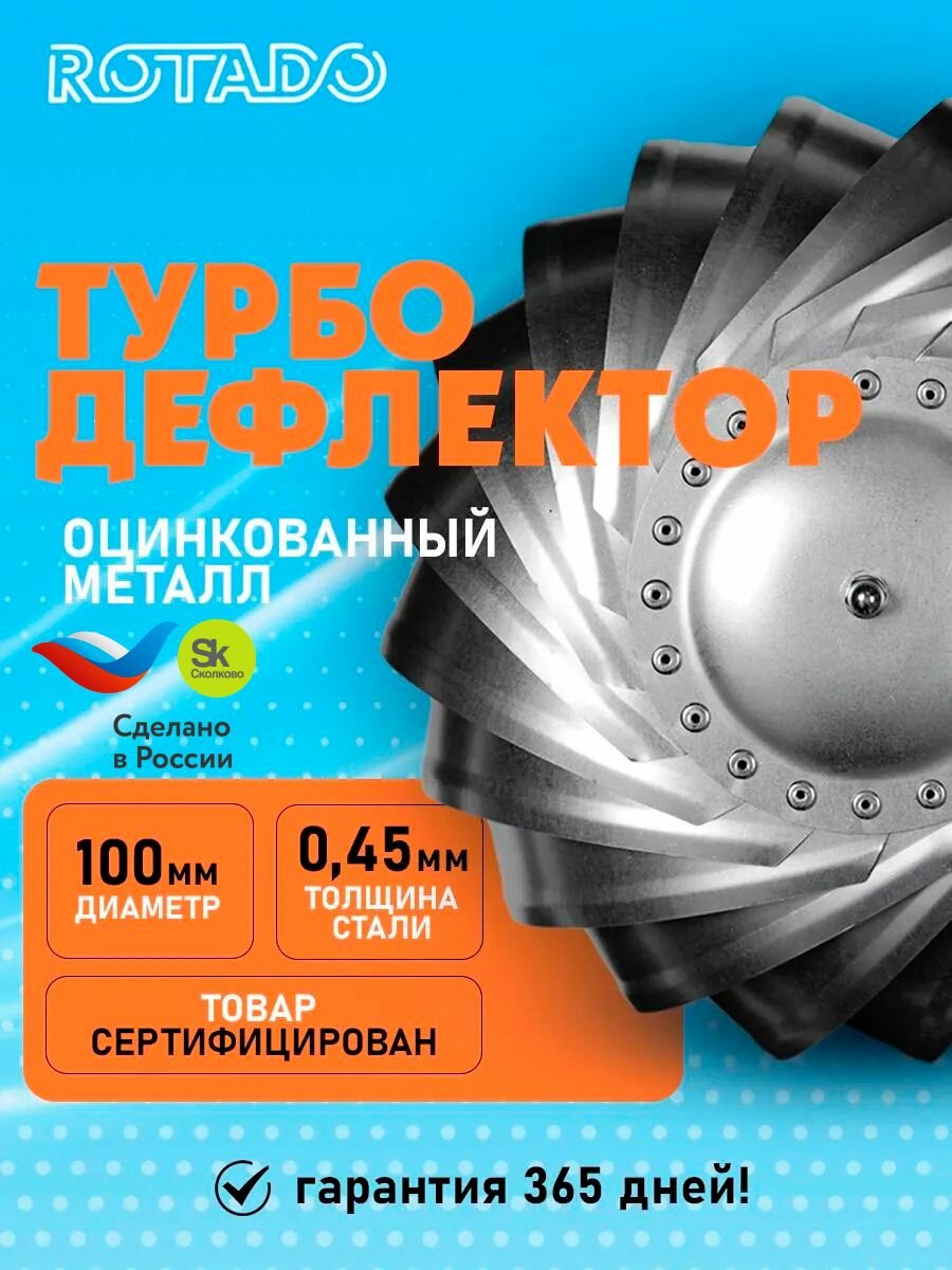 Турбодефлектор ТД-100 оцинкованный металл, дефлектор для вентиляции, внутренний диаметр 100 мм