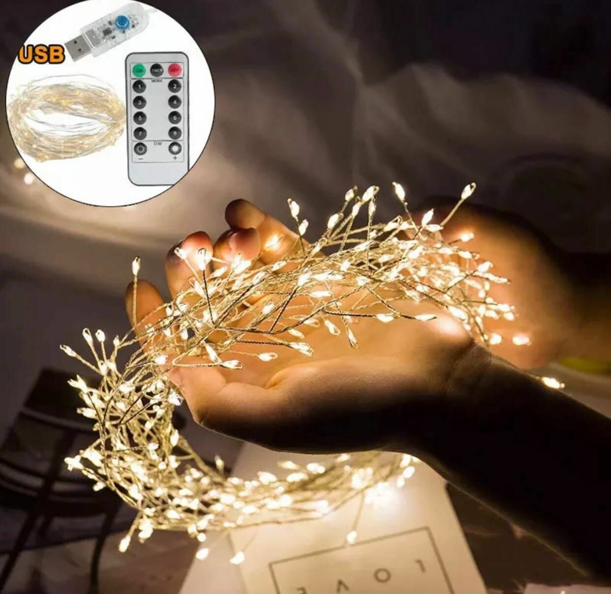 Гирлянда роса новогодняя 400led,6м с дистанционным управлением