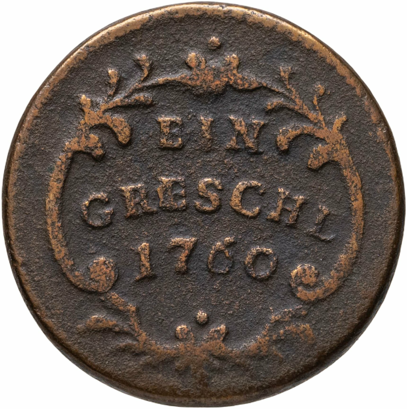 Богемия 1 грёшль 1760, знак монетного двора "Punkt", Медь, в сохранности F