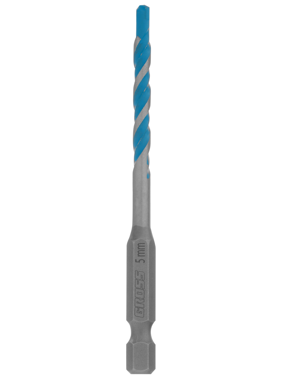 Сверло универсальное Gross Multipurpose PRO, 5 мм, по дереву, металлу, бетону и плитке, ВК8, 6-гранный хвостовик, 706011
