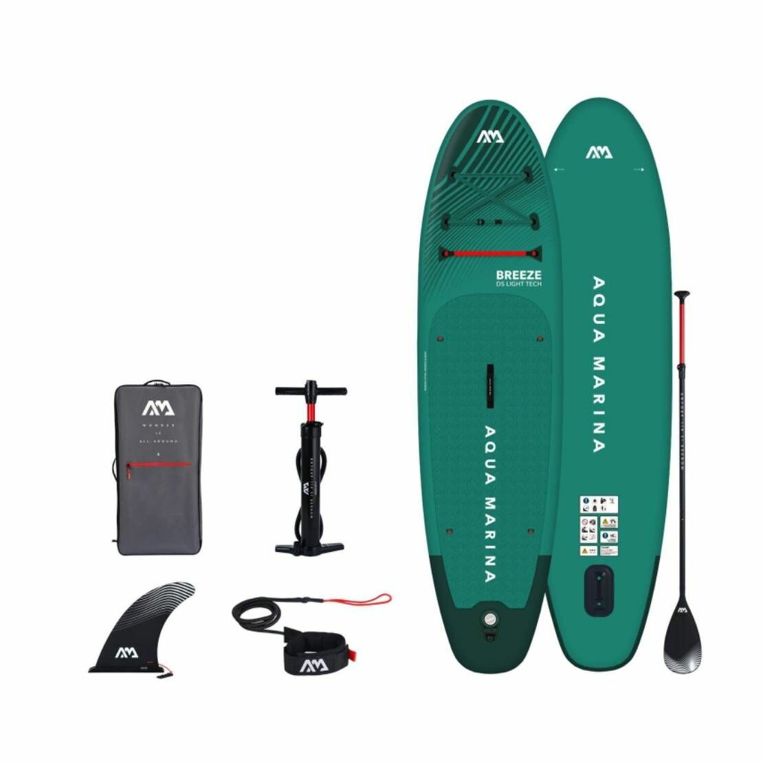Надувная SUP-доска Aqua Marina Breeze (BT-23BRP), 300 76 12 см, грузоподъёмность 100 кг, зеленый