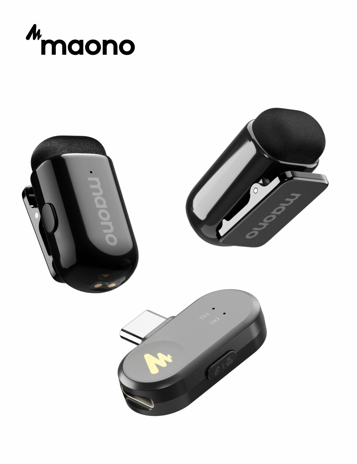 Maono микрофон петличный WAVE T1 mini; Type-C(1RX+2TX)