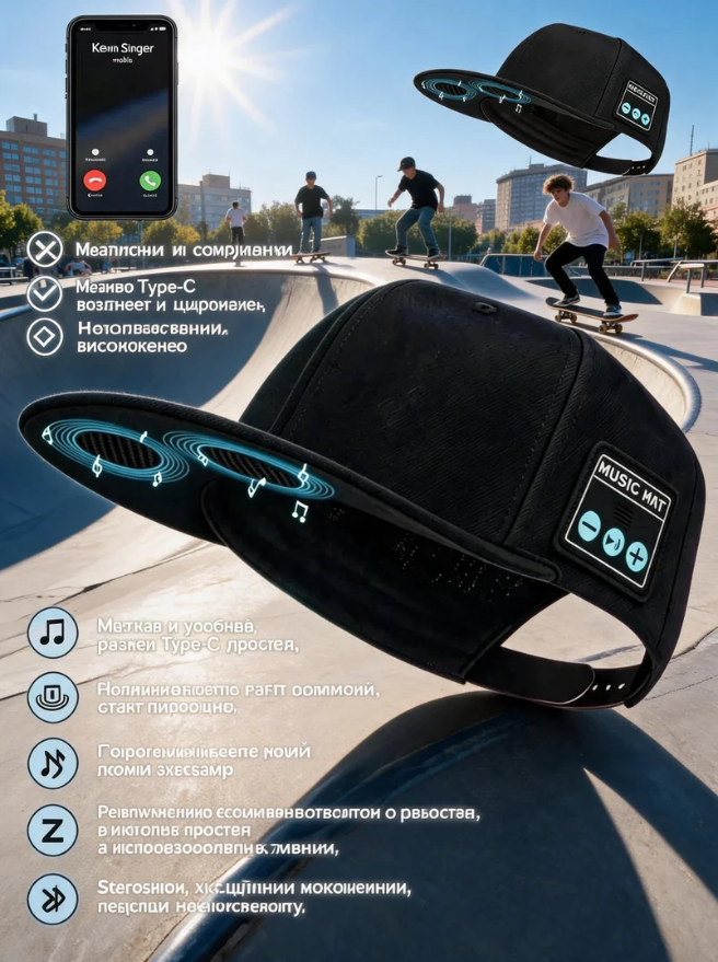 Беспроводная Bluetooth-кепка-колонка унисекс для европейской и американской уличной хип-хоп музыки, бейсболка.