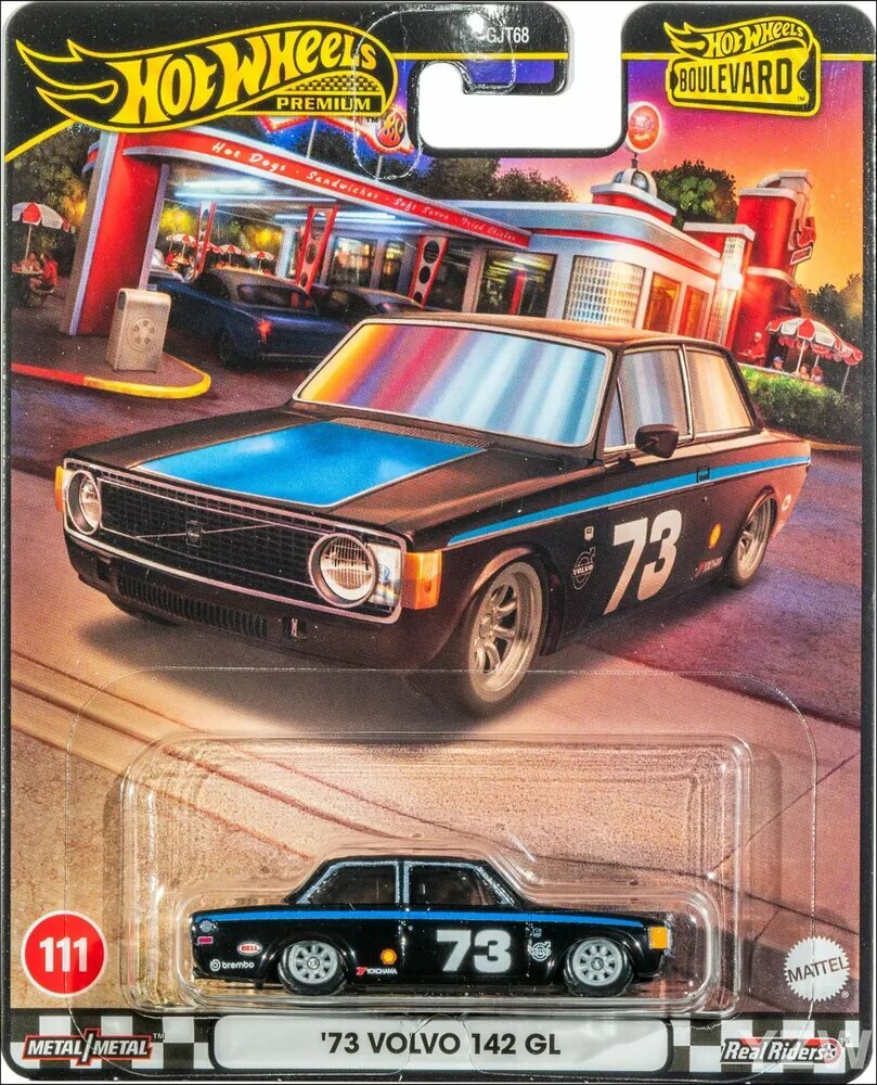 Машинка Hot Wheels Premium 73 Volvo 142 GL 1:64, металл, масштабная модель, серия Boulevard 2024