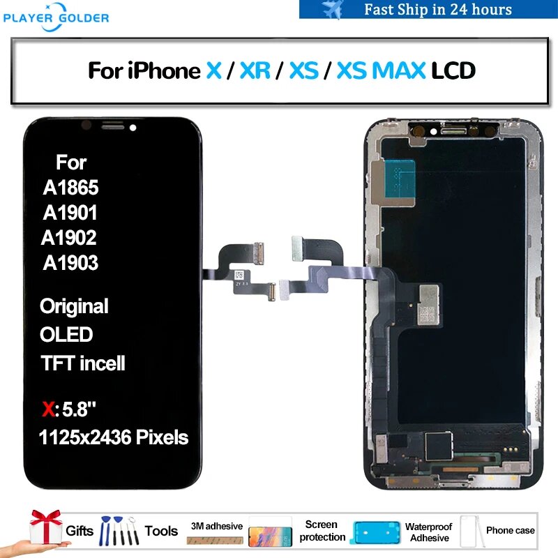 Оригинальный ЖК-дисплей для iPhone X XR XS MAX Pantalla, сенсорная панель, дигитайзер X Original