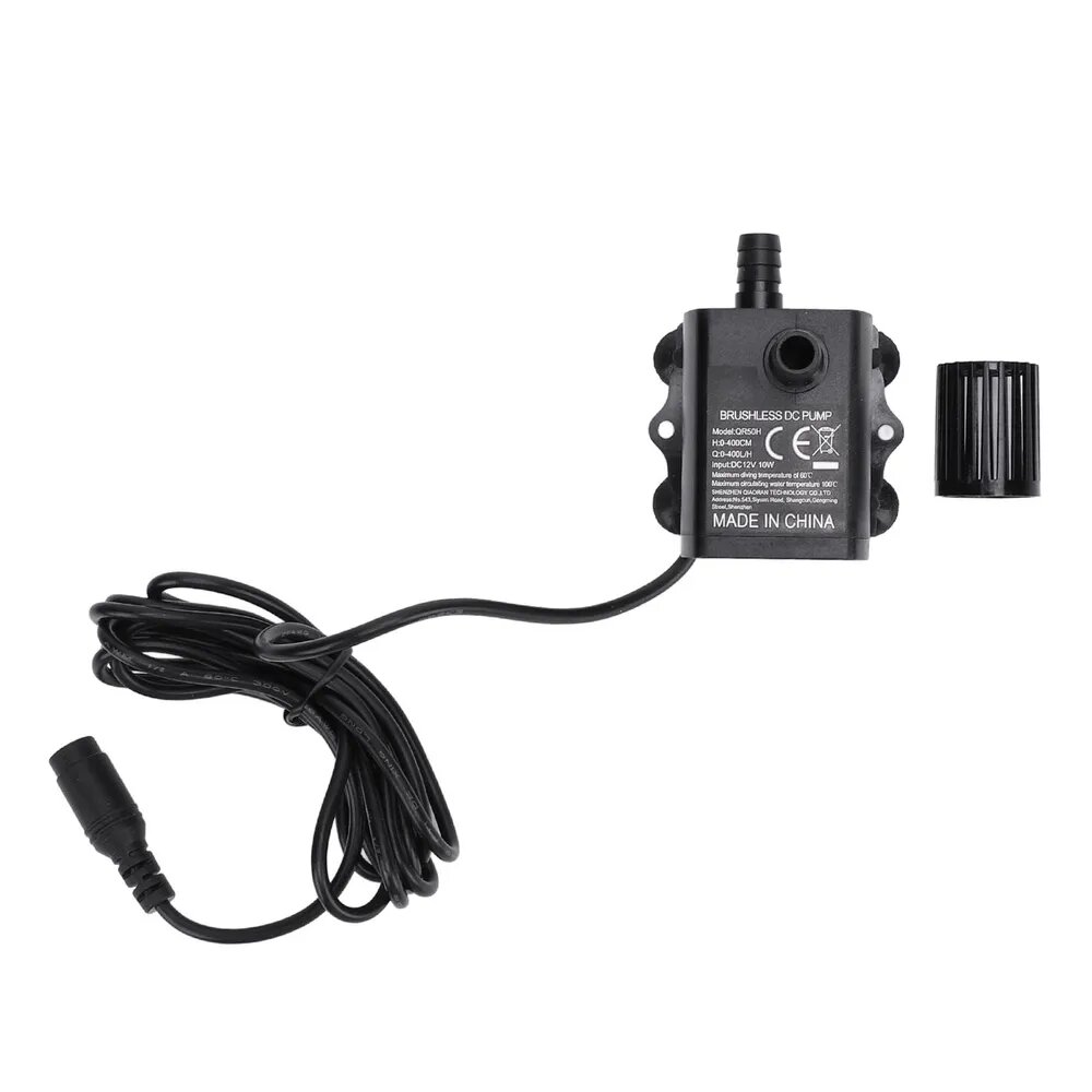 Погружной фонтанный насос QR50H, DC 12V 10W, 0-400 л/ч, 0-4м, регулируемый