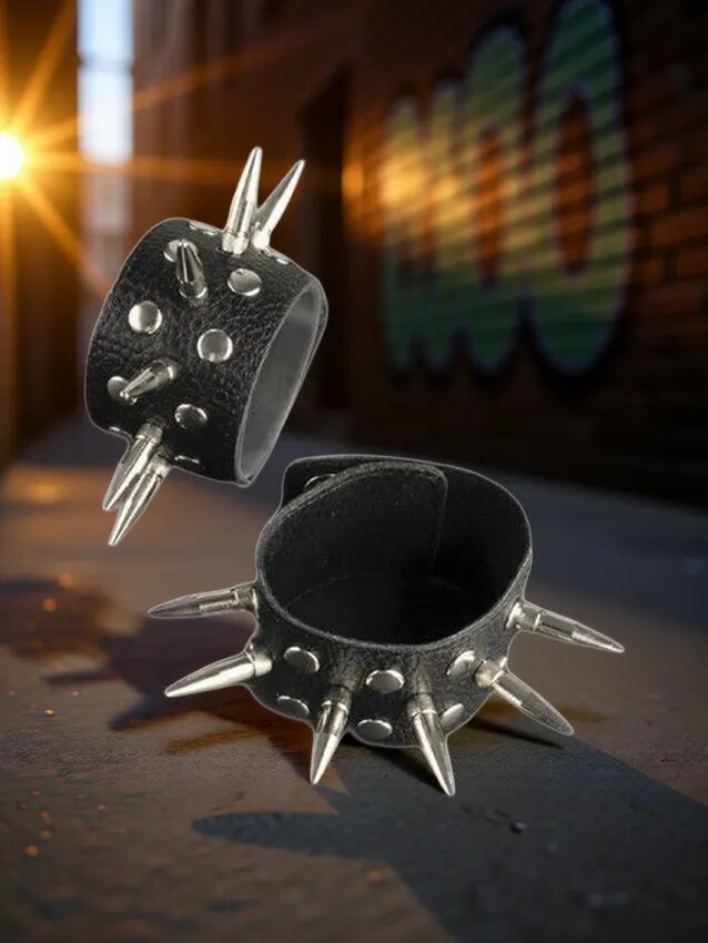 Напульсники BDSM аксессуары Sitabella 3058, натуральная кожа, черные
