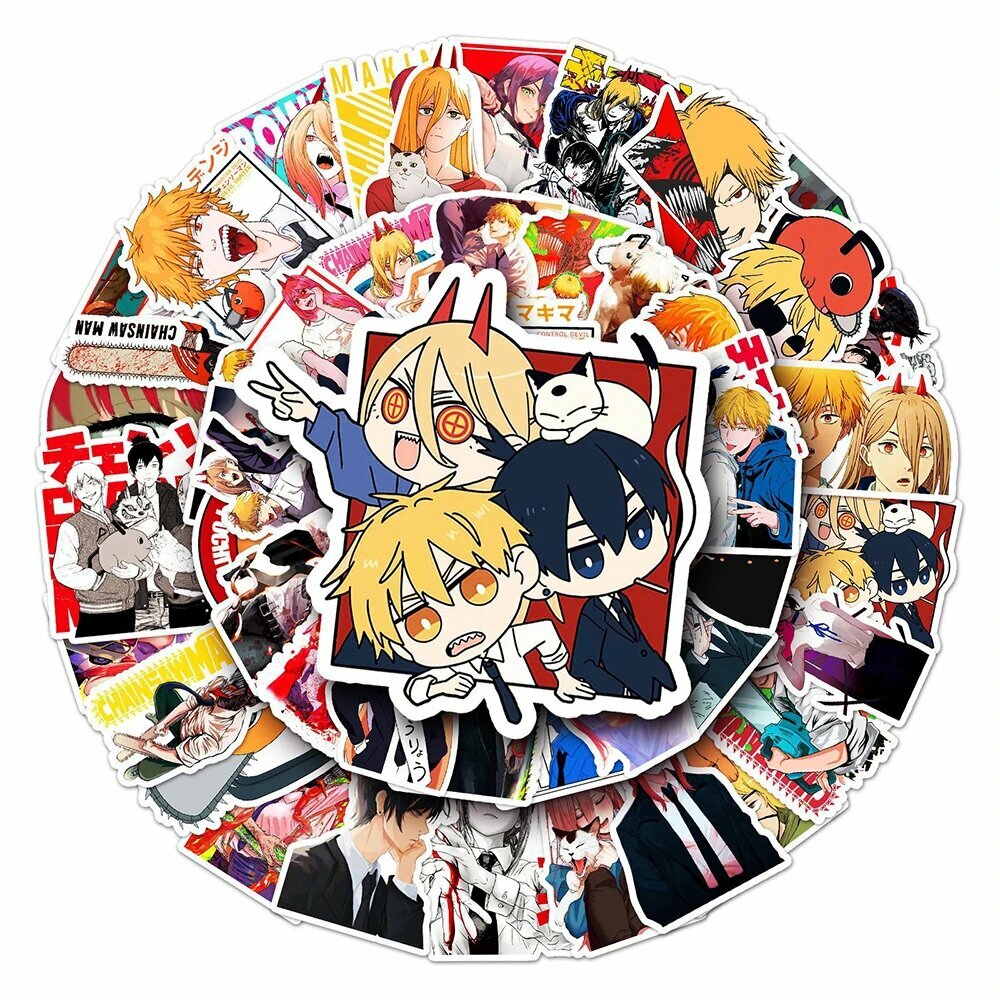 Аниме-наклейки «Человек-бензопила» Bandai 50PCS