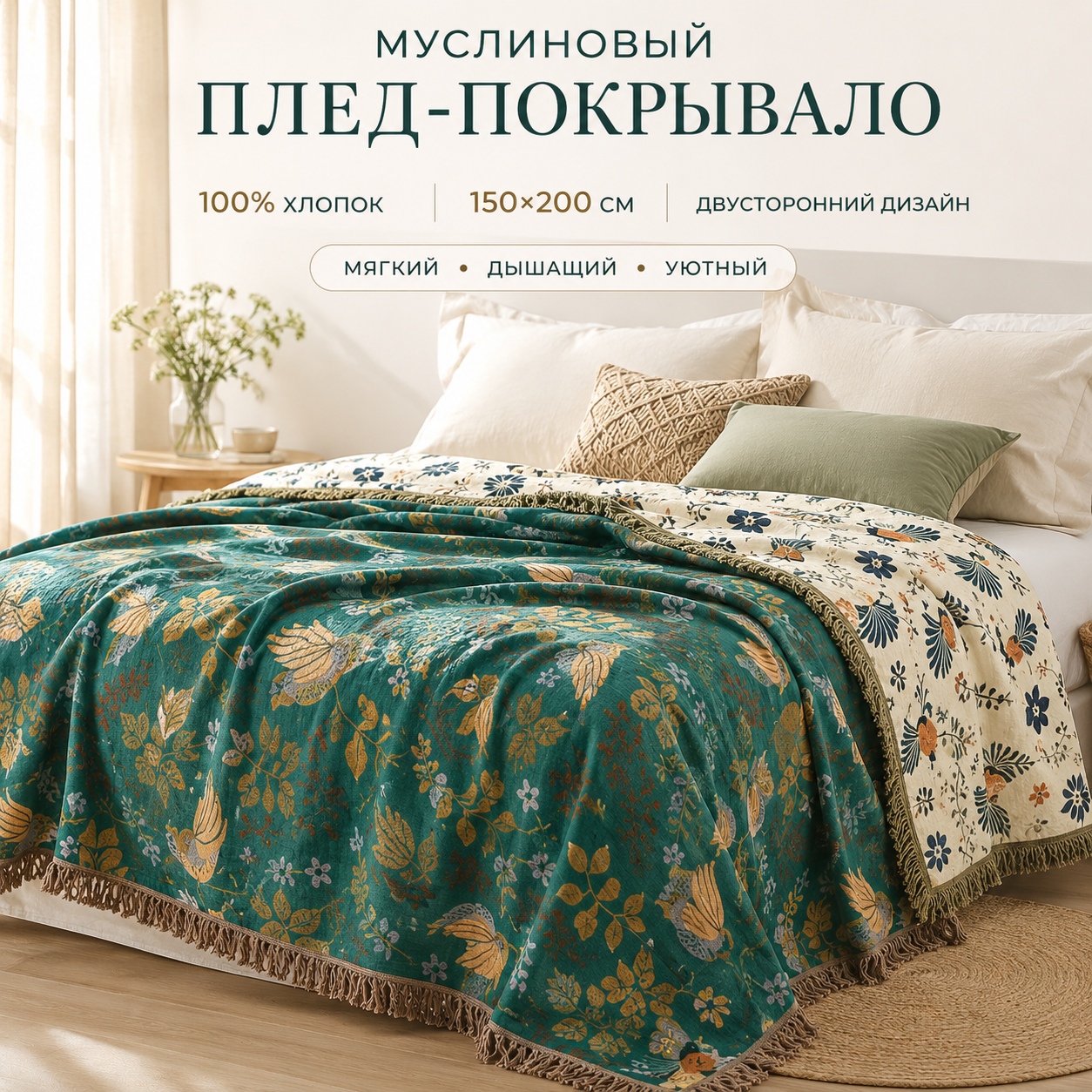 Плед , Хлопок, Муслин, 200 см х 150 см，Рекомендуется качественная продукция