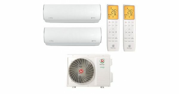 Мульти сплит система на 2 комнаты (25+35)кв. м. Royal Clima RCI-PFF09HN+RCI-PFF12HN/3TFM-25HN/OUT, инвертор, до 79м, A/A++, I-FEEL, 7 скоростей, от 21 дБ, обогрев до -20, Гарантия 3г, Wi-Fi опция
