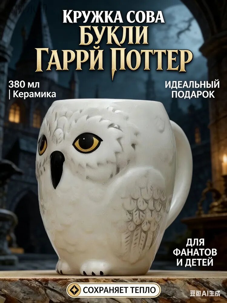 Кружка "Сова" Гарри Поттер, 380 мл, керамика, для фанатов и детей