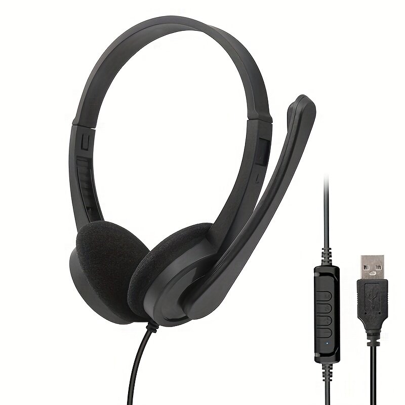 Проводные наушники с микрофоном, USB, накладные, для компьютера, онлайн-обучения, музыки и игр