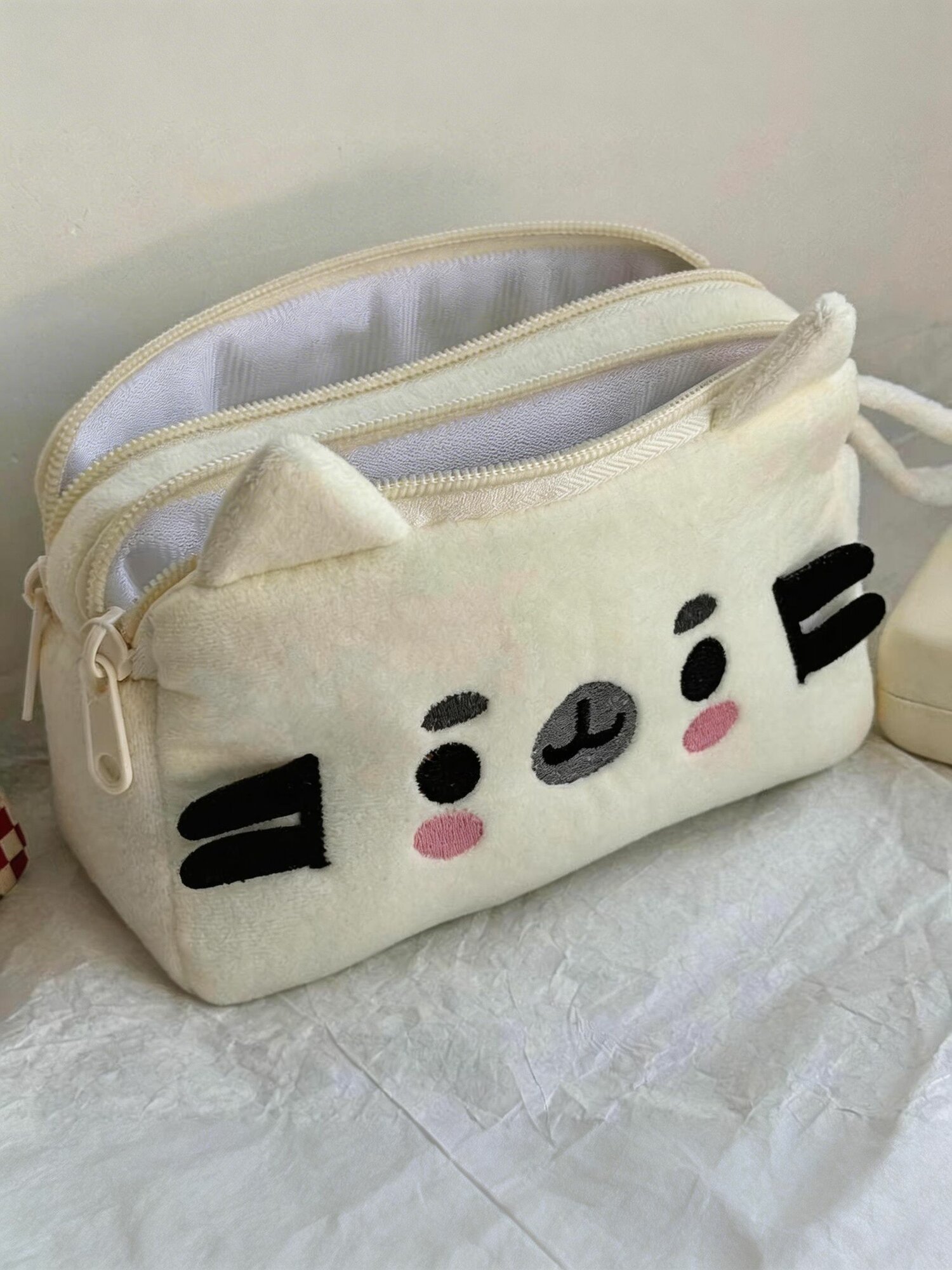 Пенал мягкий плюшевый в виде Пушина (Pusheen), милая игрушка для детей, школьный аксессуар для канцелярии, подарок для фанатов пенал для детей школьный пенал плюшевый пенал