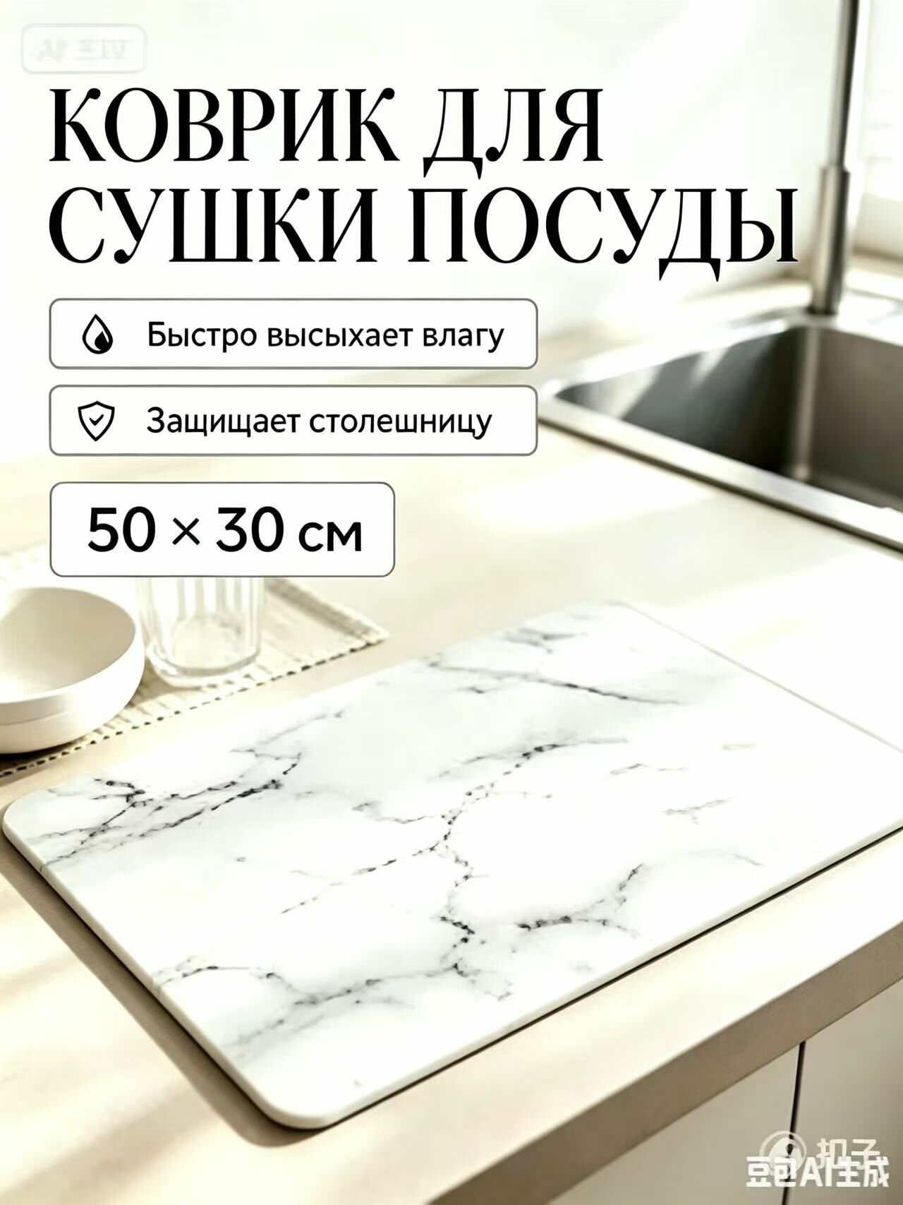Мягкий настольный коврик из диатомовой земли, подходящий для кухни и стола, нескользящий дренаж50*30cm