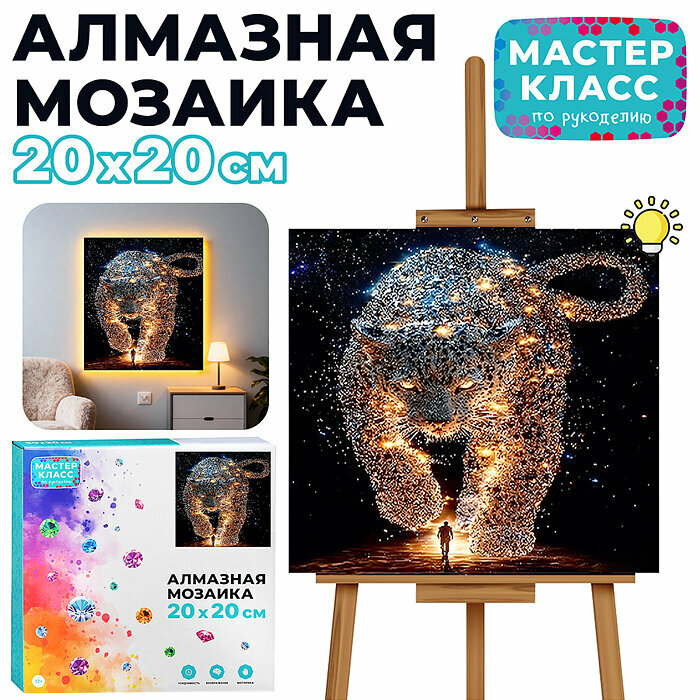Мозаика алмазная MKA2020-89 "Гепард" (светится в темноте) 20*20 см.
