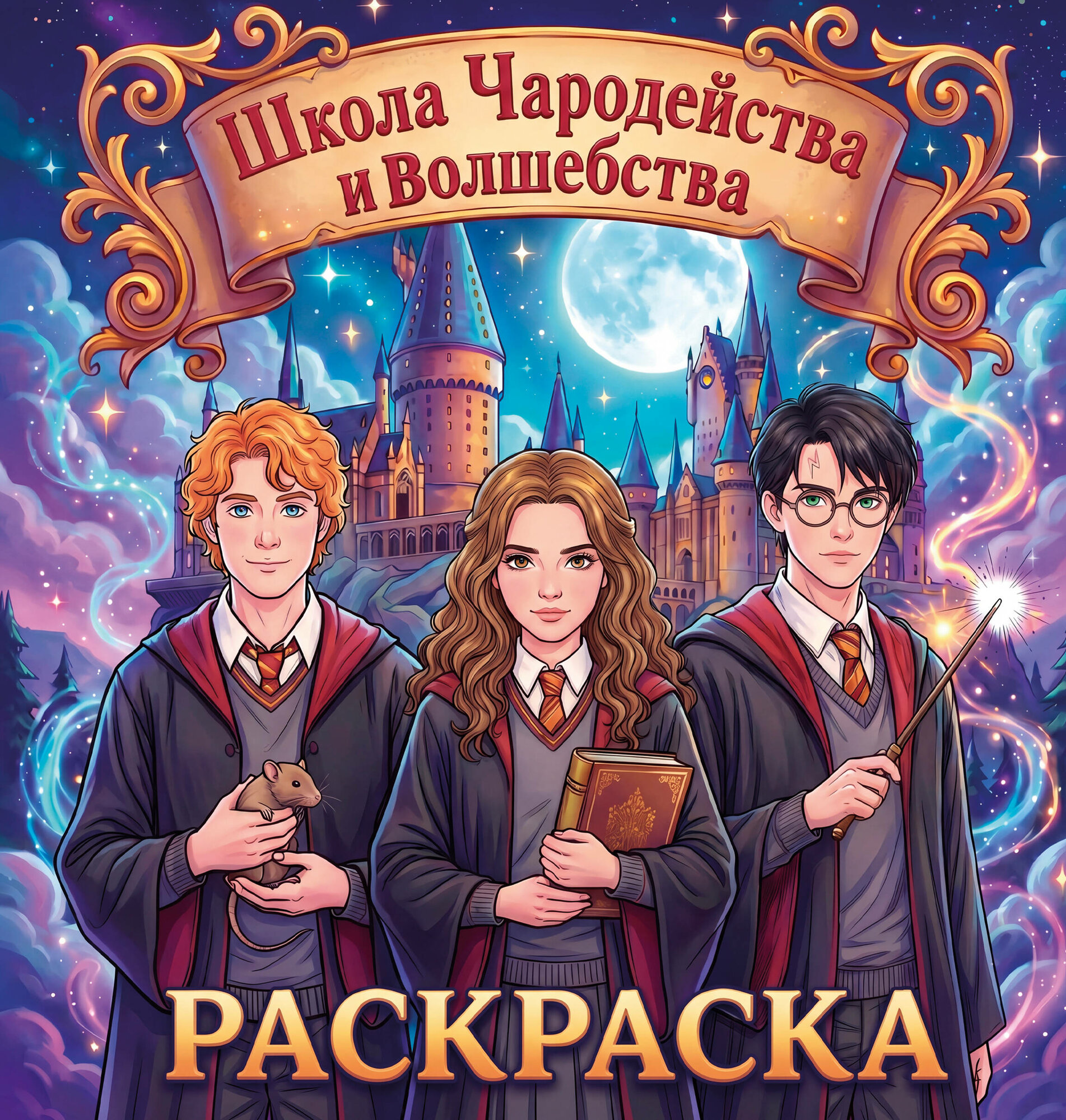 Книга "Школа чародейства и волшебства. Раскраска", издательство Мультибукс