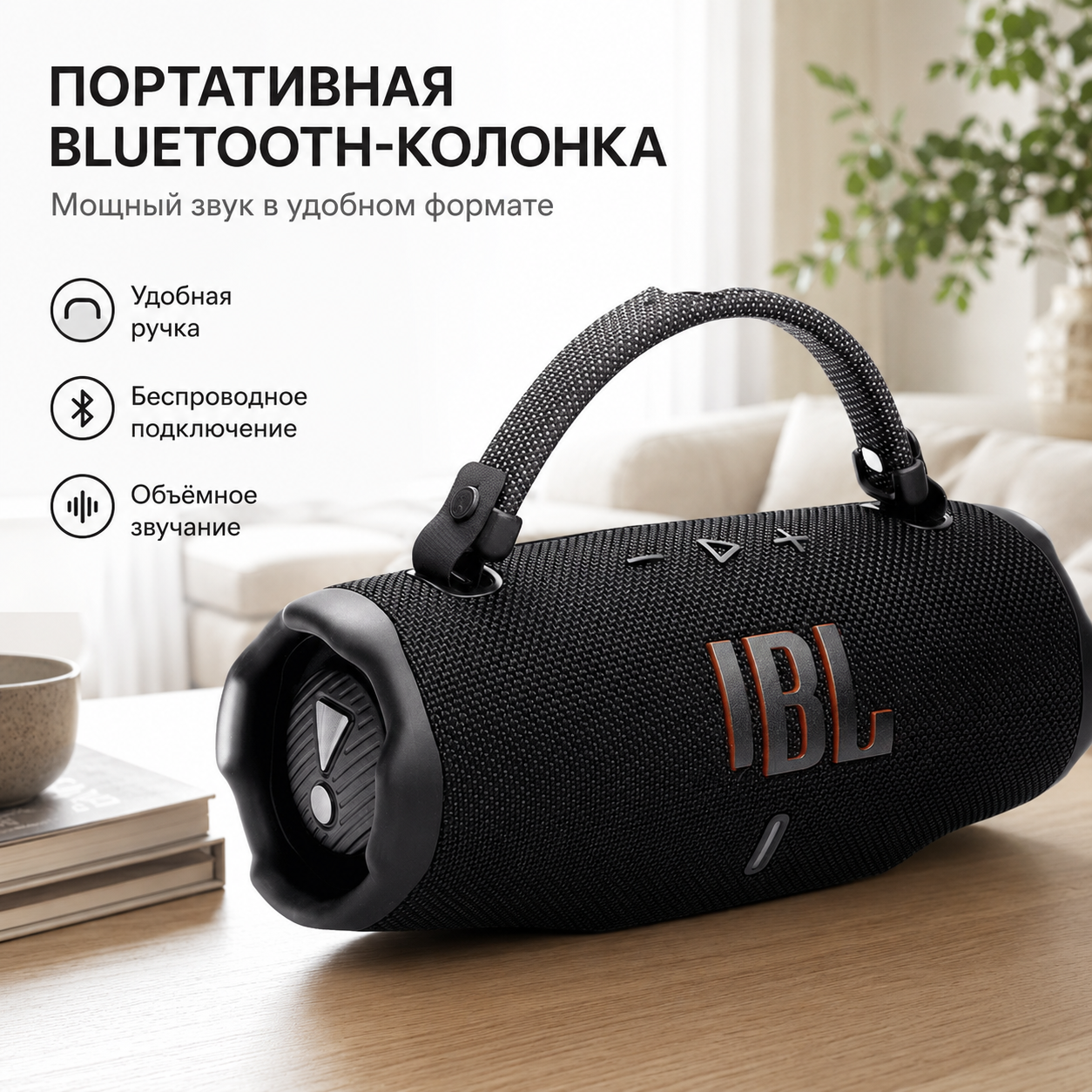 Портативная беспроводная колонка JBL с Bluetooth, влагозащитой, ремнем для переноски и мощным басом