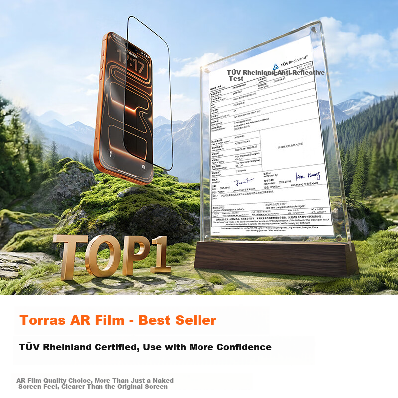 Torras AR-защитное закаленное стекло с 3D-изогнутыми краями для iPhone 15 Pro Цвет：iPhone 15 ProВерсия：AR-защита |