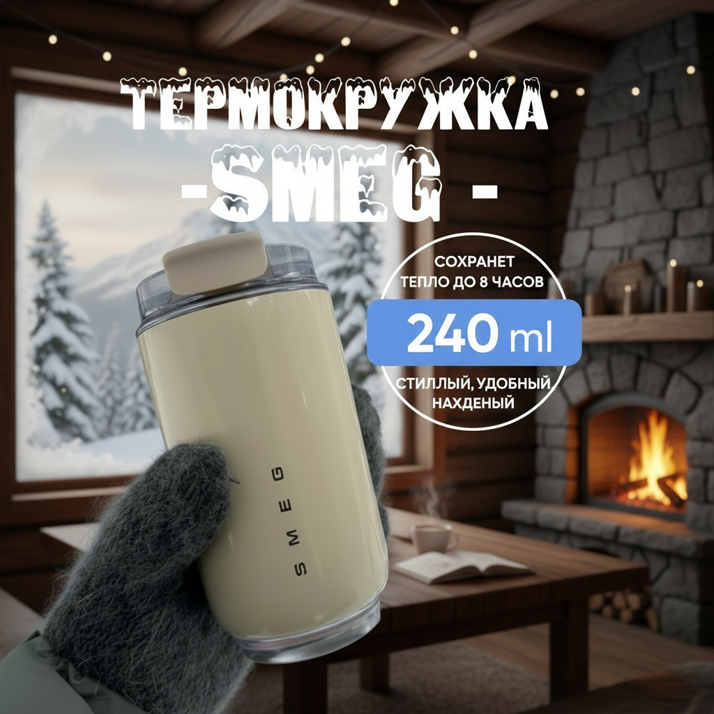 Белоснежная термокружка SMEG 300 мл