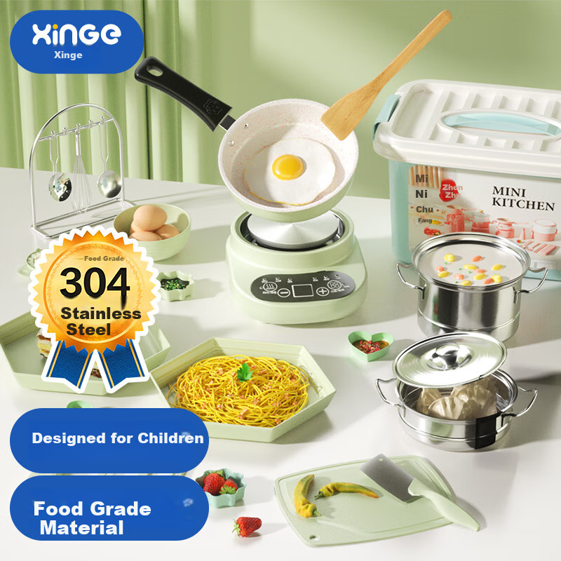 Набор для приготовления еды Xinge Mini Kitchen с съедобной едой 28 предметов для ролевых игр для детей 6-10 лет