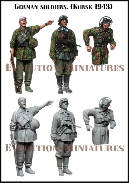 EM35228 Evolution Miniatures Командир германского танка и солдаты (3 фигуры, 1943 год) 1/35