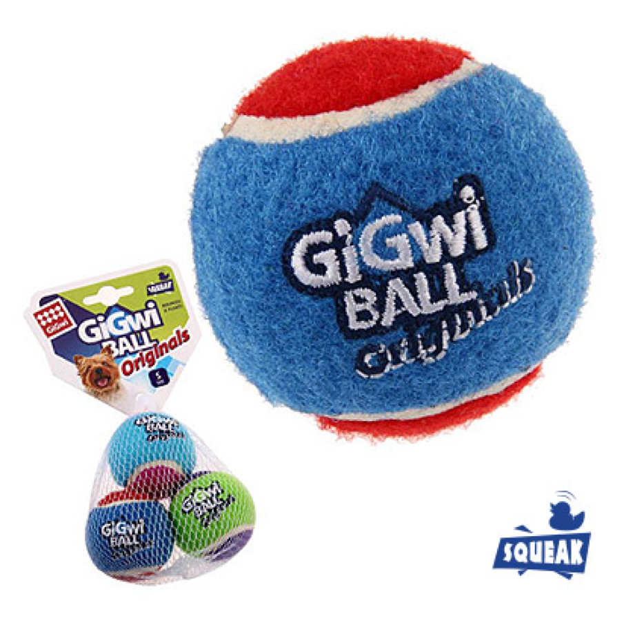 Игрушка для собак GiGwi / ГиГви Три мяча с пищалкой, размером 48х48х48мм / зоотовары для животных