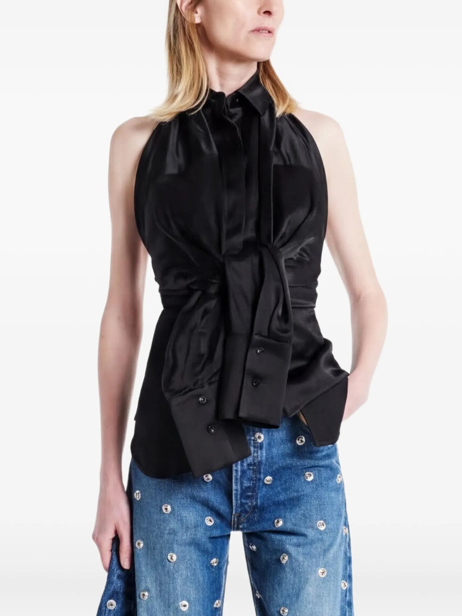 Топ Halterneck tie-front top