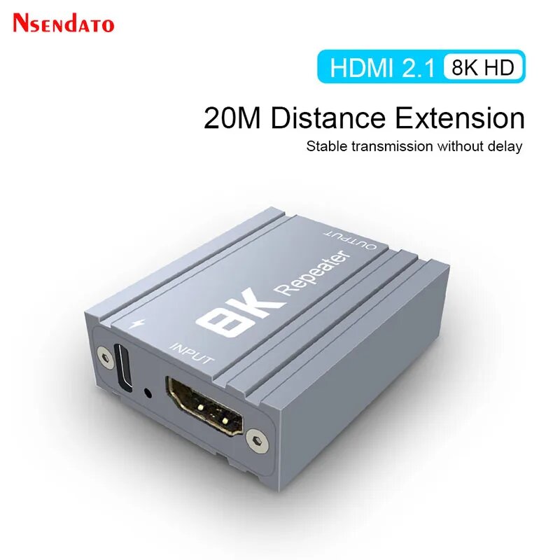 NSendato HDMI 2.1 видеоразветвитель-повторитель 20м 8K