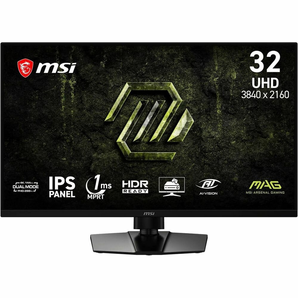 Монитор 31.5" MSI MAG 321UPD E14 IPS, 3840x2160/1920x1080, 144Hz/288Hz, 1ms, 250сd/m, 1500:1, HDR | 2xHDMI(2.1), DP(1.4a) | HAS, Swivel, InPSU, Vesa 100, Black