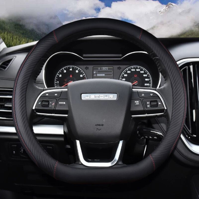 Анти-проскальзывание чехол для рулевого колеса Chery JETOUR X70 Plus/X70/X90/X95/X70M, все сезоны, без шитья, кожа,