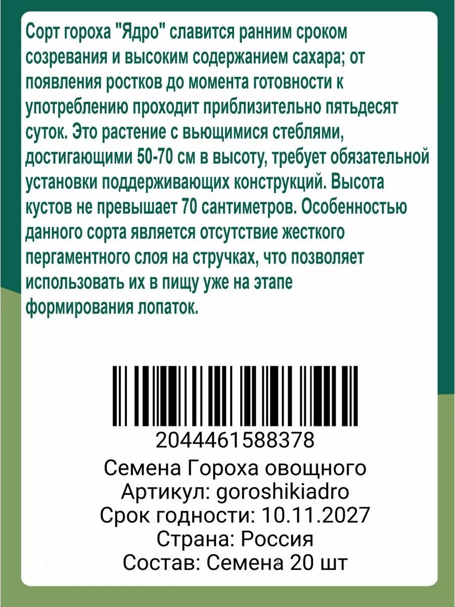Семена Гороха овощного — фото 1