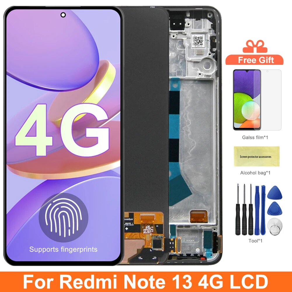 AMOLED-экран для Xiaomi Redmi Note 13 4G 23129RAA4G 23124RA7EO ЖК-дисплей цифровой TFT No Frame