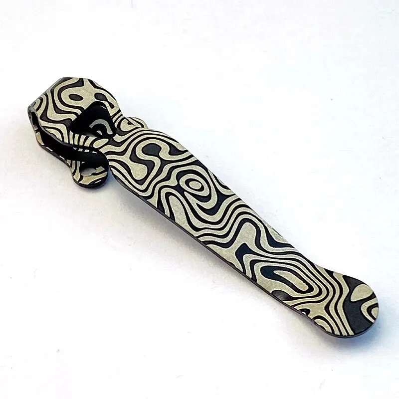 Зажим для ножа Damascus pattern, титан