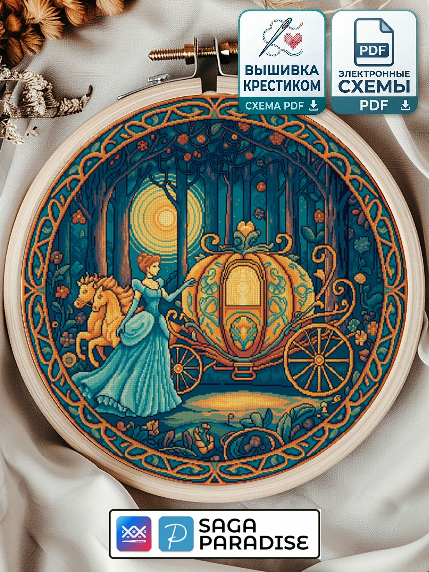 Электронная схема вышивки крестом «Золушка» | PDF, Saga, Paradise | нитки Gamma
