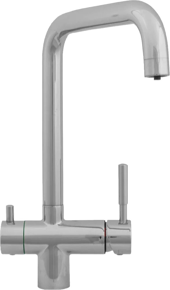 Смеситель для кухни Seaman Visconti SSL-7326-WP с краном для питьевой воды, с поворотным изливом, хром, глянцевый, однорычажный, латунный, с керамическим