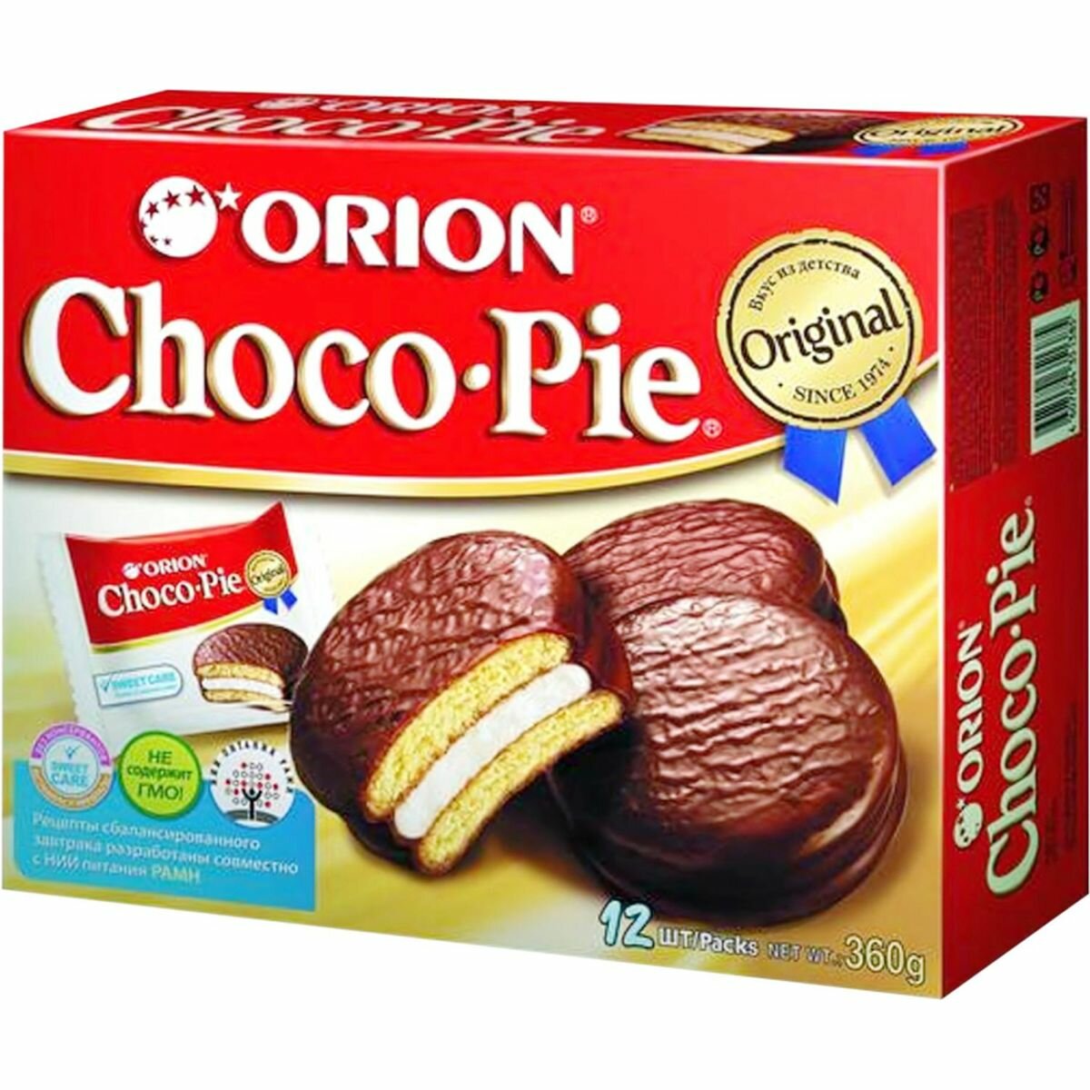 Пирожное Orion Choco Pie, 360г (12шт. по 30г), 1 уп.